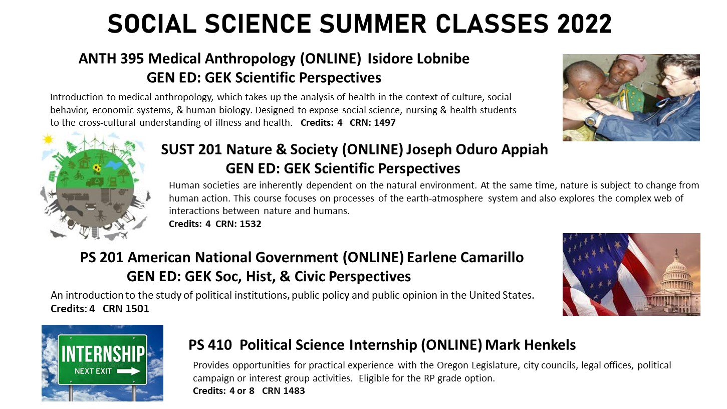 Summer Classes – Social Science Division